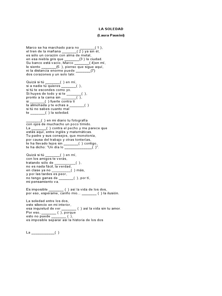 La Soledad de Laura Pausini: Letra y Acordes | PDF