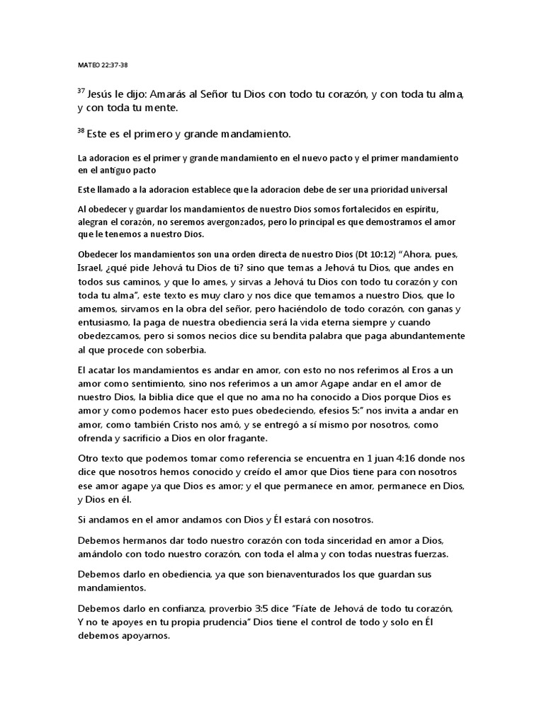 Devo Mateo 22 37-38 | PDF | Amor | Creencia religiosa y doctrina