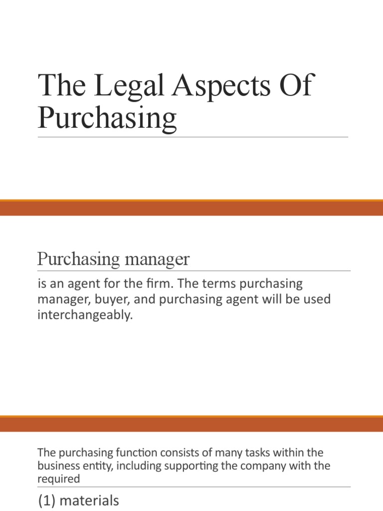 Legal Aspects of Purchasing Contracts | PDF | Law Of Agency | Offer And ...