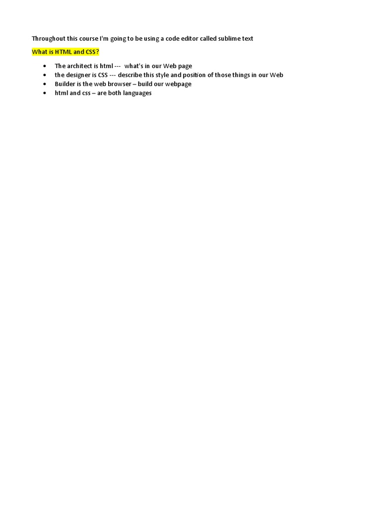 Fundamentals Of Html And Css From Scratch Pdf Html Element Html