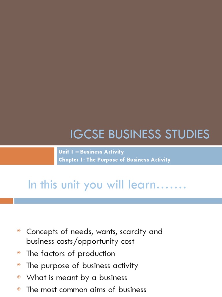 Chapter 1 - The Purpose of Business Activity WIKI | PDF | Division Of ...