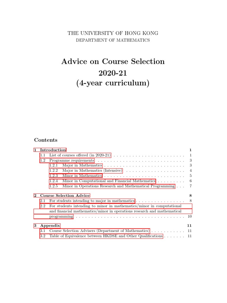 Advice On Course Selection 2020-21 | PDF | Mathematics | Mathematical ...