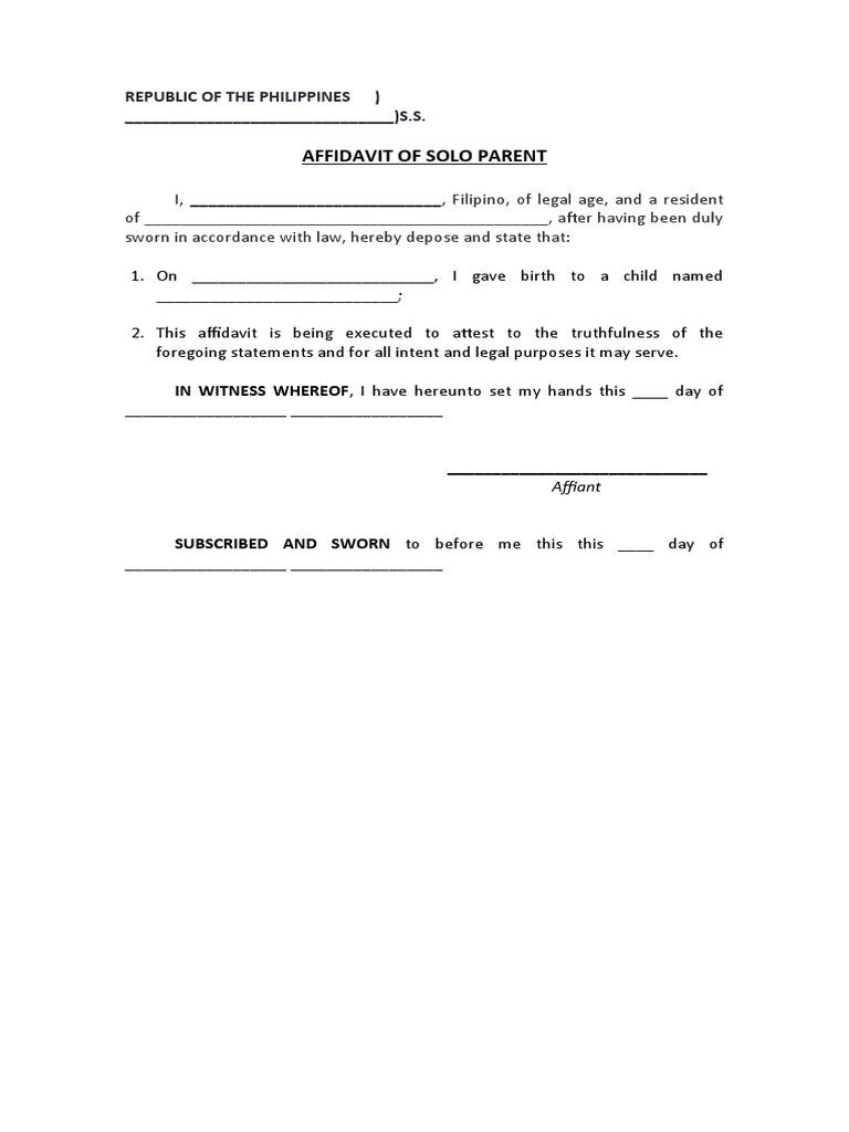 Affidavit of Solo Parent | PDF