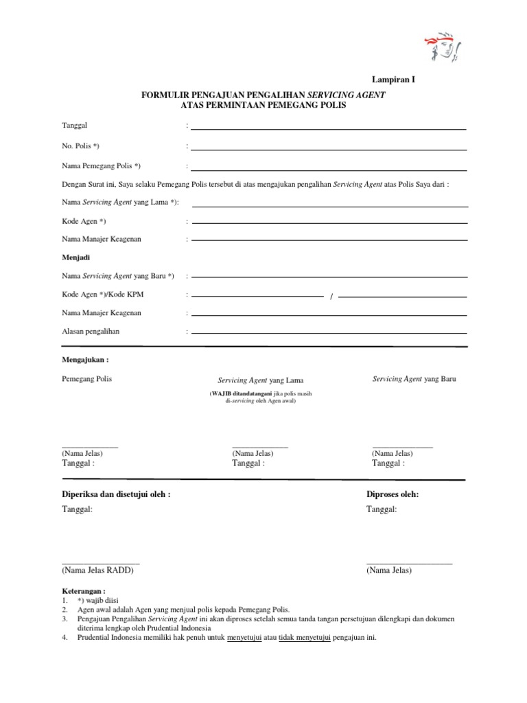 Formulir Pengalihan Servicing Agent | PDF