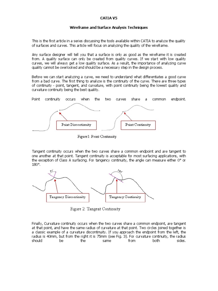 CATIA-Wireframe and Surfaciac Analysis | PDF | Curvature | Tangent