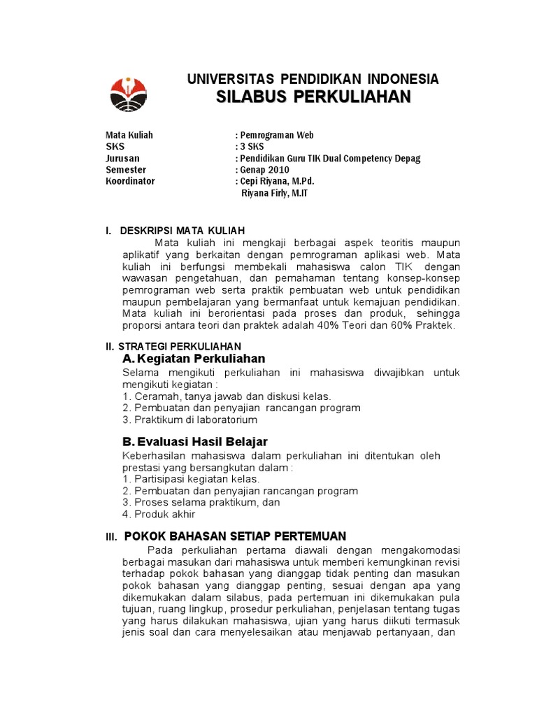 Silabus Pengembangan Web | PDF