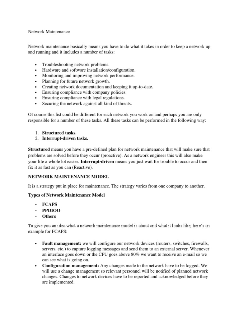 CHAPTER 3 Network Maintenance | PDF | Disaster Recovery | Computer Network