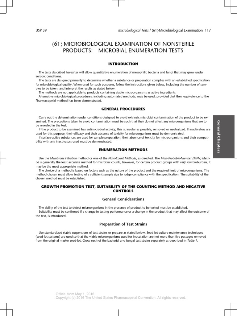61 Usp | PDF | Colony Forming Unit | Growth Medium