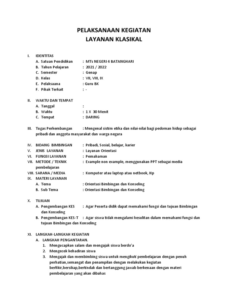 PKL Lay. Orin Pengenalan BK | PDF