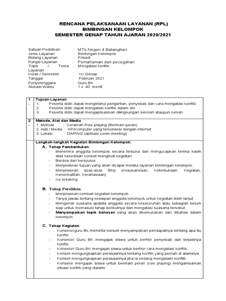RPL BKP (Mengatasi Konflik) | PDF