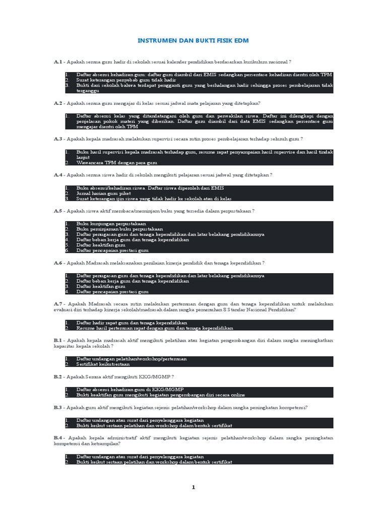 Instrumen Dan Bukti Fisik Edm 2020 | PDF