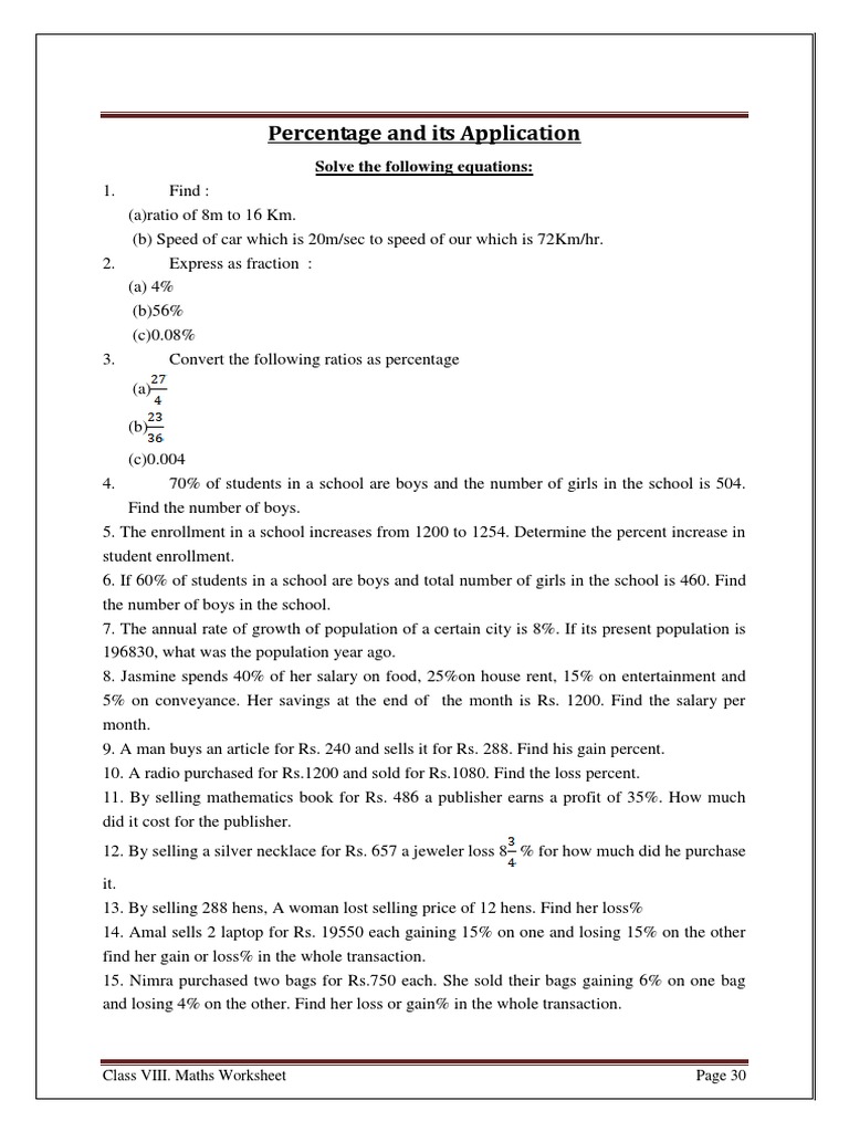 Percentage and Its Application | PDF | Percentage | Economies