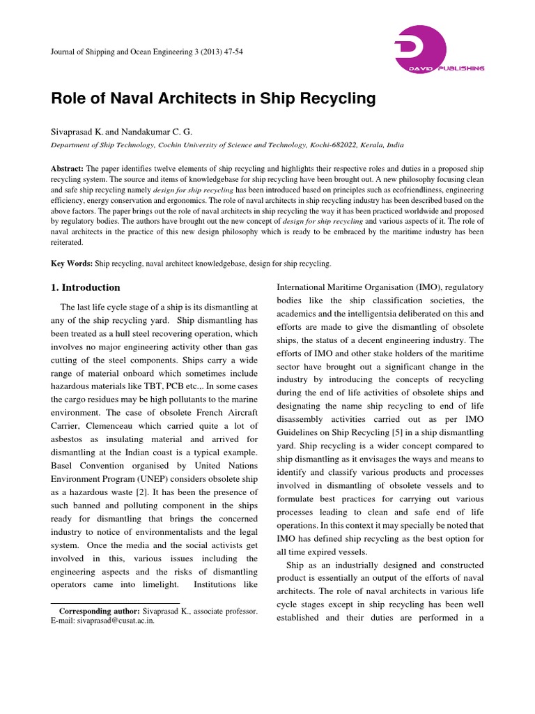 Naval Architects in Ship Recycling | PDF | Ships | Naval Architecture