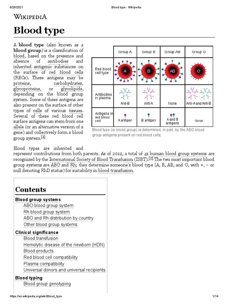 Blood Type - Wikipedia 08-26-2021 | PDF | Blood Type | Histology