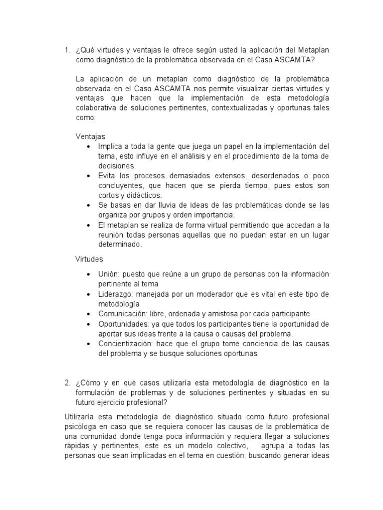 Ventajas del Metaplan en Diagnósticos | PDF | Metodología | Información