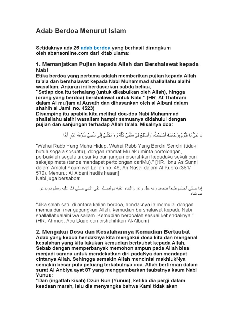 Adab Berdoa dalam Islam | PDF