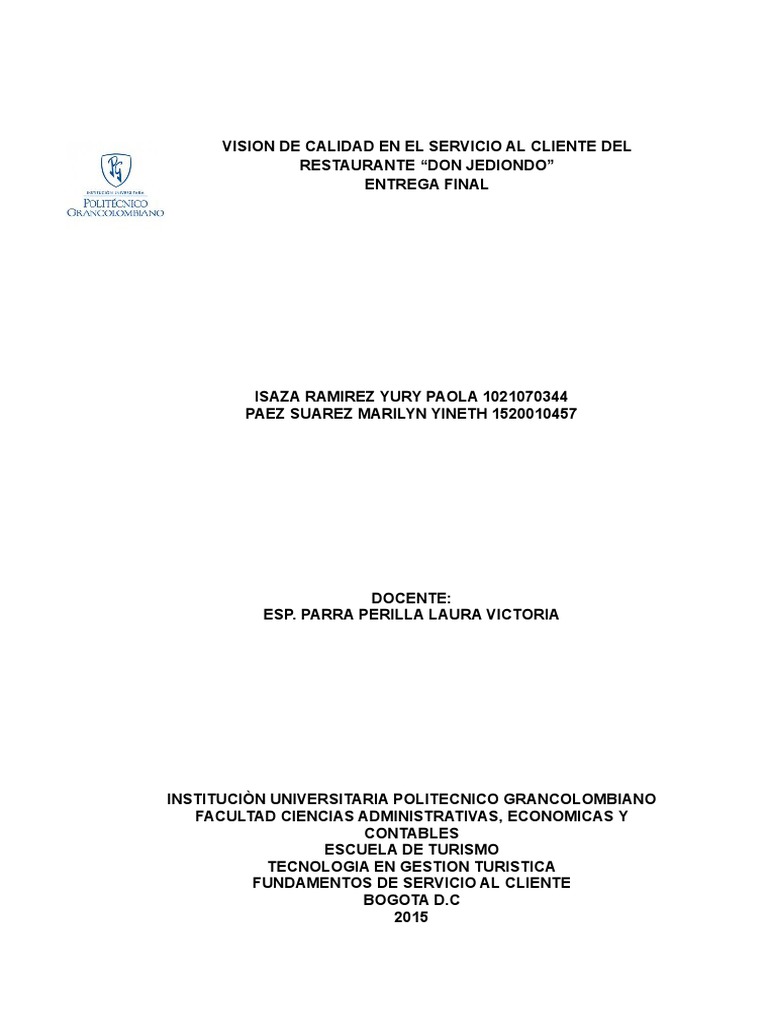 Vision de Calidad en El Servicio Al Cliente Fundamentos de Servicio Al ...