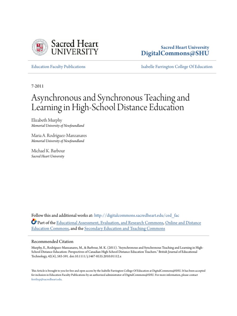 Asynchronous and Synchronous Teaching and Learning in High-School ...