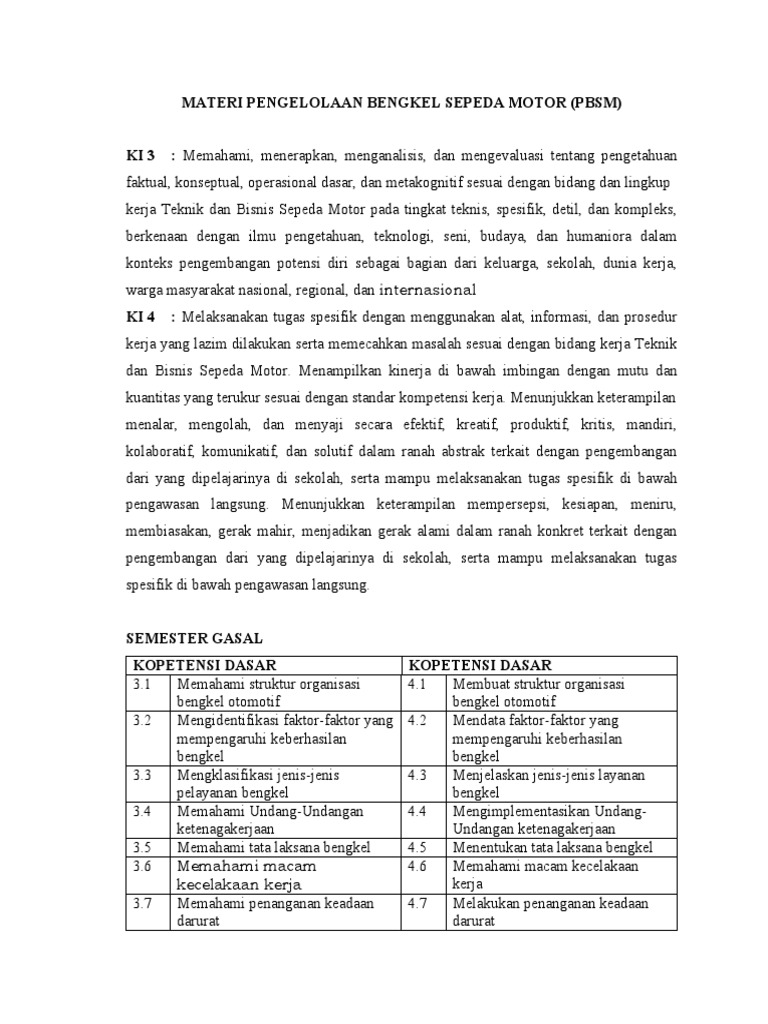 Pengelolaan Bengkel Sepeda Motor | PDF