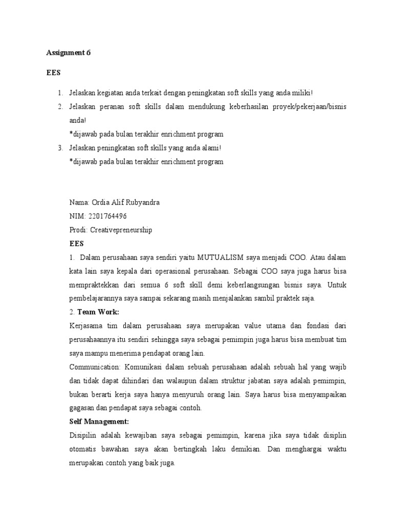 CSBDG-ASSIGNMENT BULAN 6-EES-EN (3) Byan | PDF