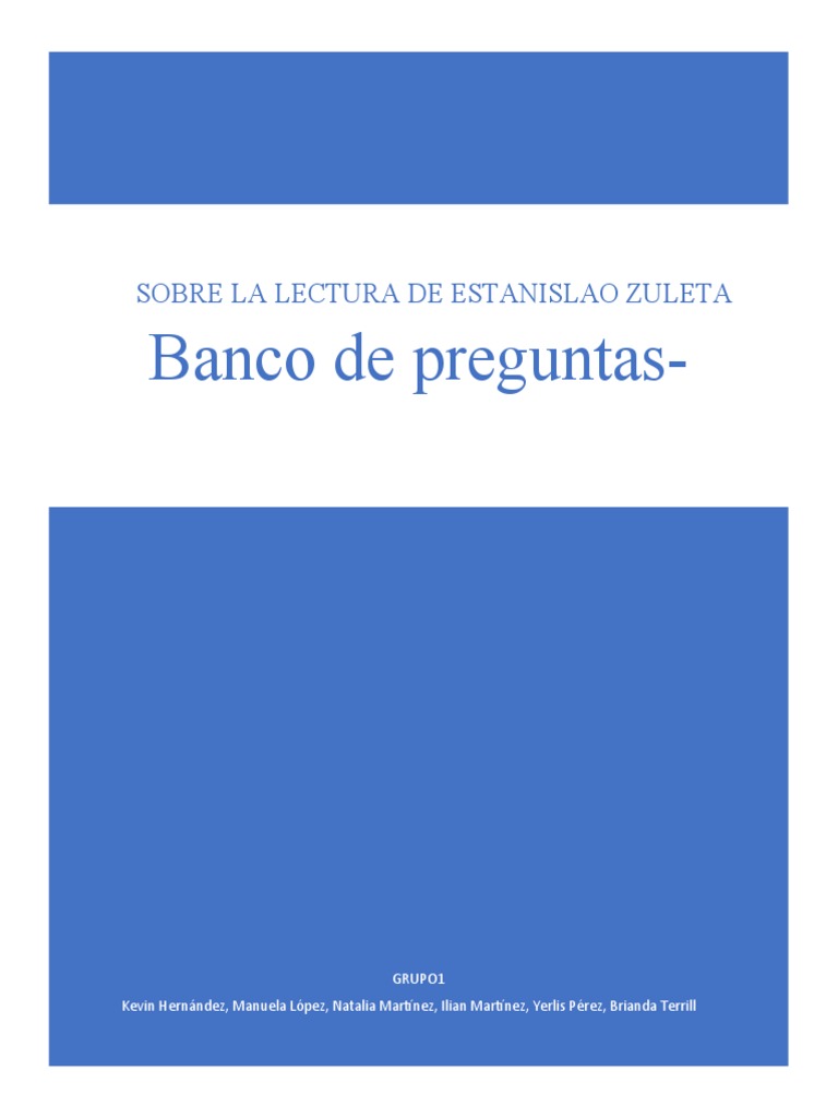 Banco de Preguntas Sobre La Lectura | PDF