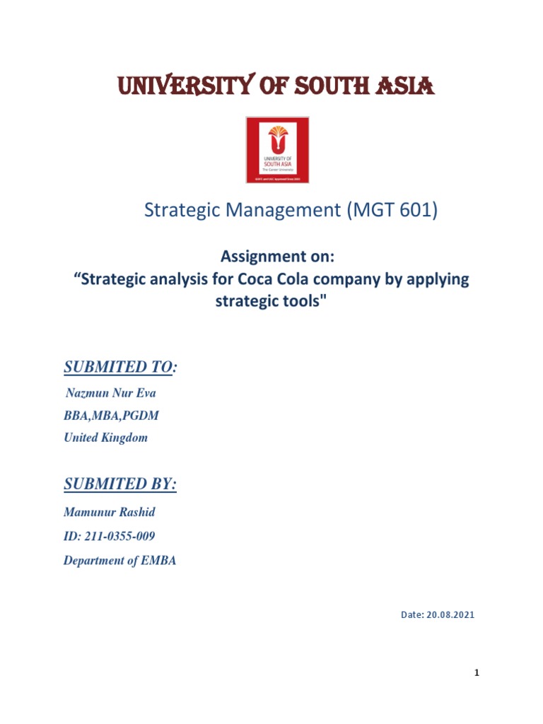 Strategic Analysis For Coca Cola Company by Applying Strategic Tools | PDF | Strategic ...