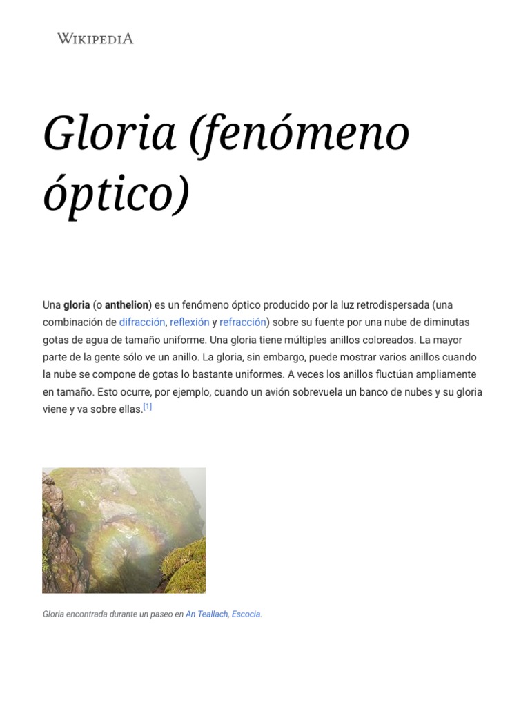 Gloria (Fenómeno Óptico) - Wikipedia, La Enciclopedia Libre | PDF ...