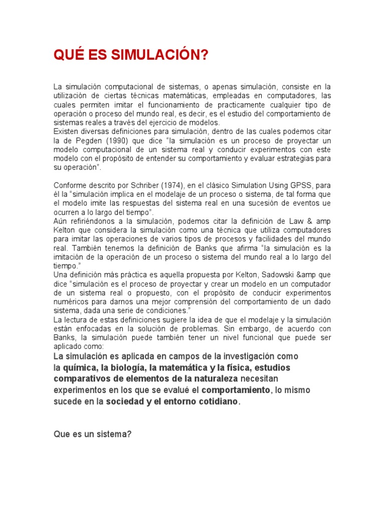 Qué Es Simulación | PDF | Simulación | Informática