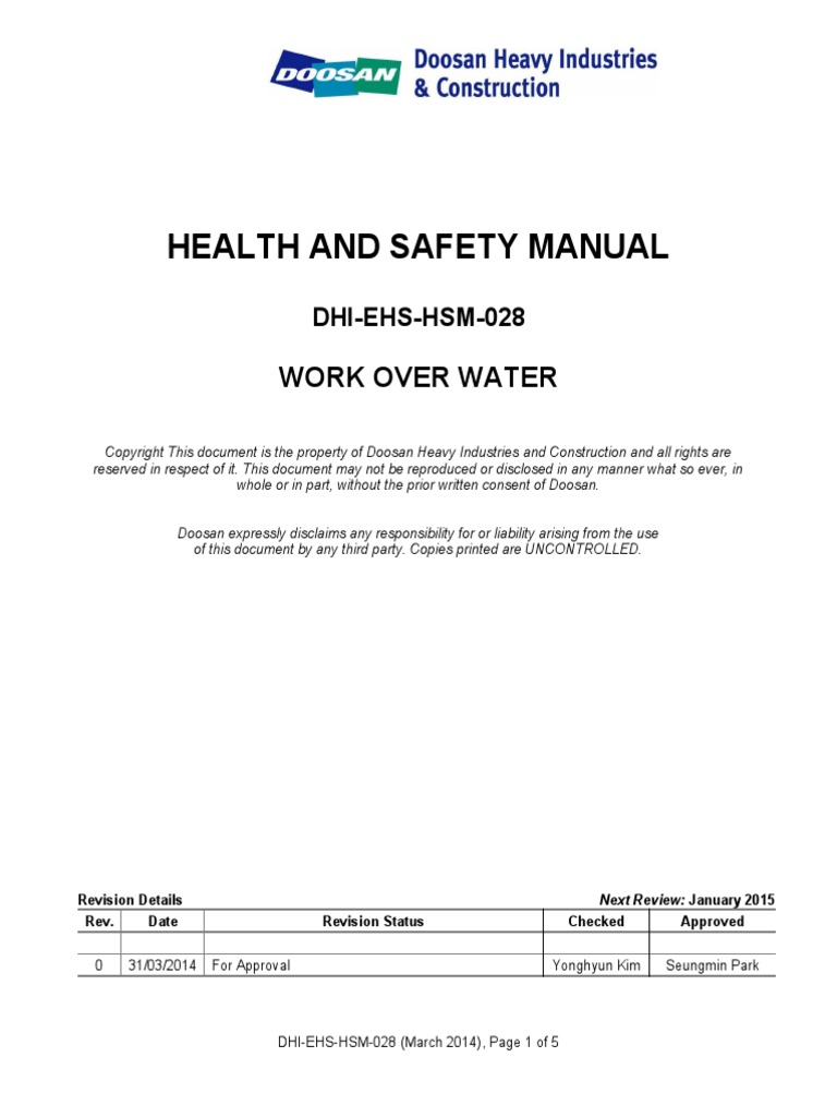 Dhi-Ehs-Hsm-028 Work Over Water Rev0 | PDF | Occupational Safety And ...