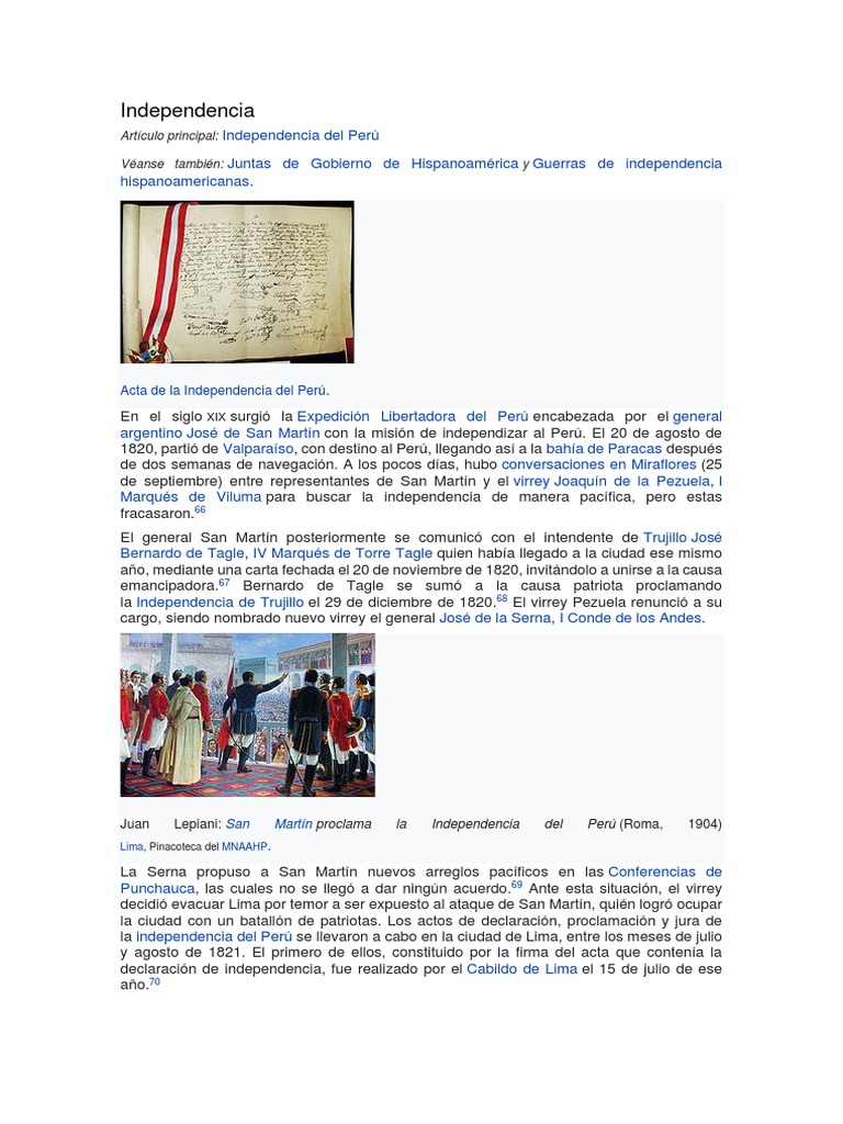Proclamación de la Independencia del Perú | PDF | Perú | Comunidad andina