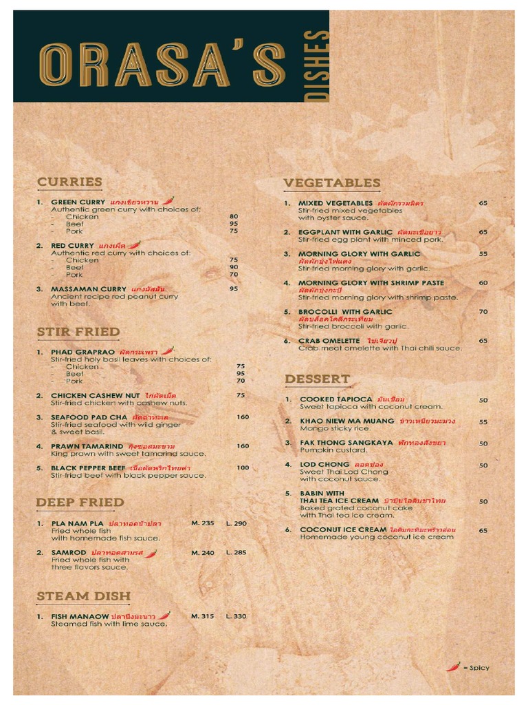 Orasas Menu | PDF