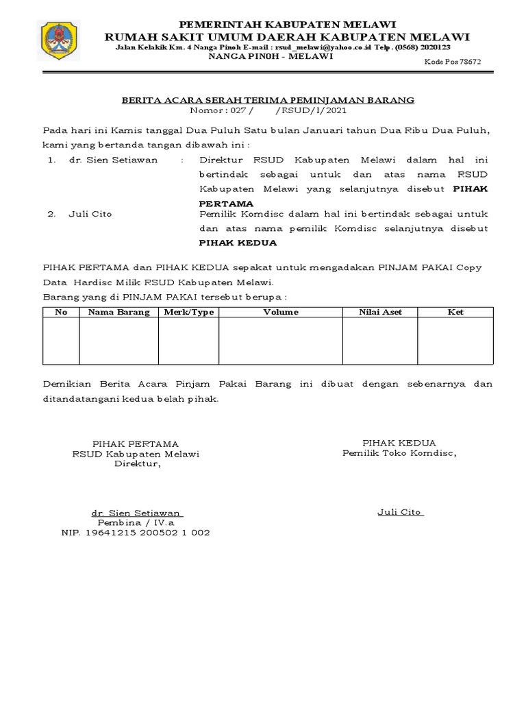 BA Serah Terima Barang | PDF