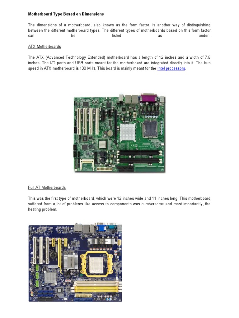 Motherboard Type Based On Dimensions | Download Free PDF | Personal ...