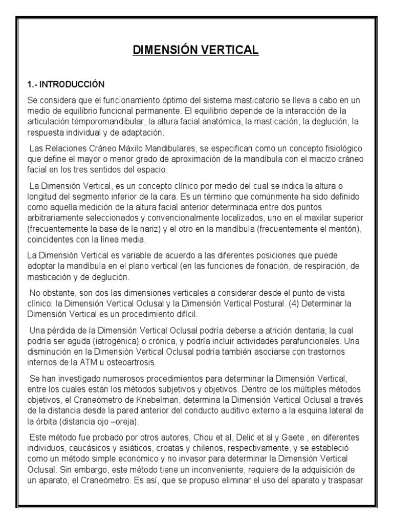 Dimensión Vertical en Rehabilitación Oral | PDF | Cráneo | Anatomía humana