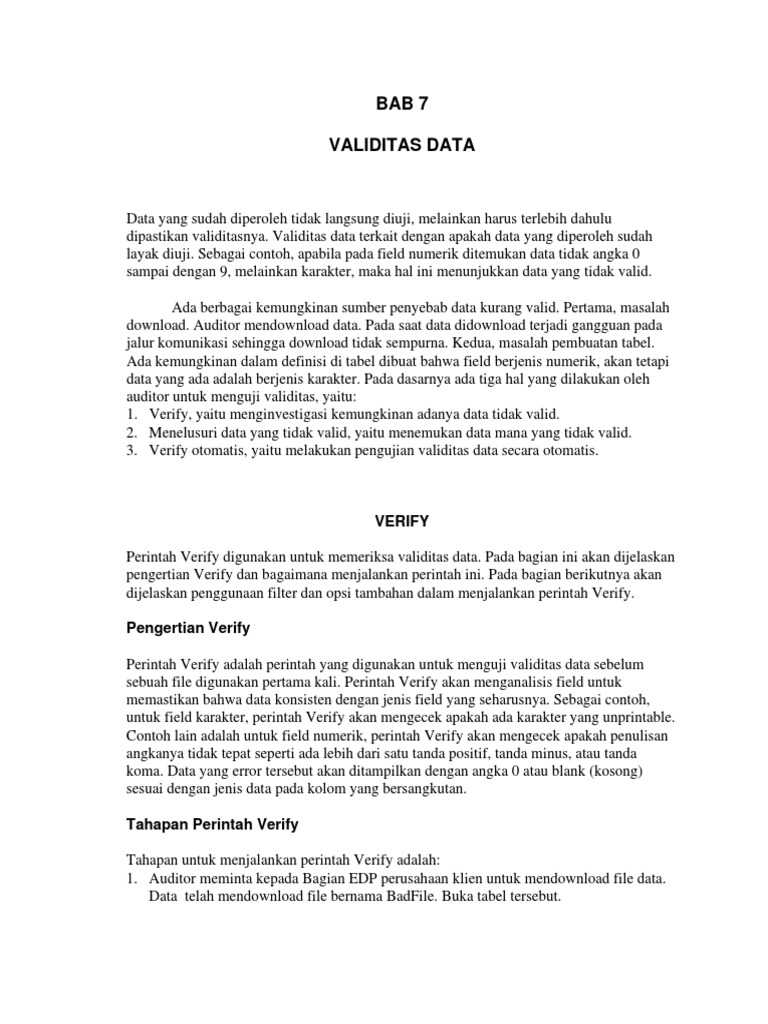 Uji Validitas Data dan Verifikasi Otomatis | PDF