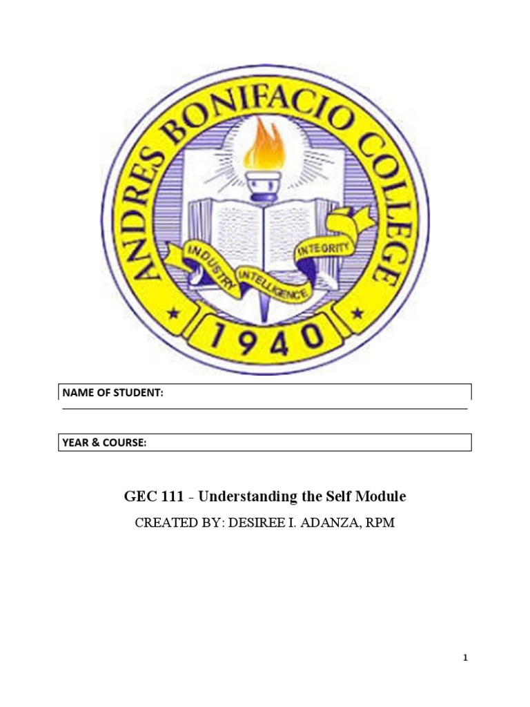 UTS Module SY 2020-2021 | PDF | Psychodynamics | Self Esteem