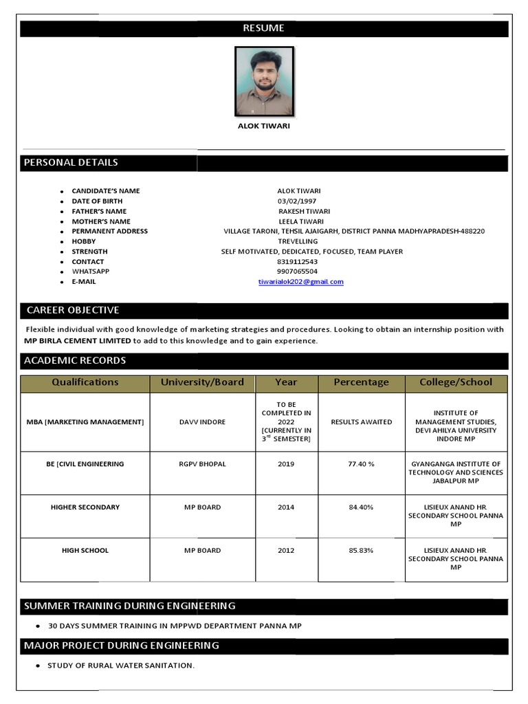 Alok Tiwari Resume | PDF
