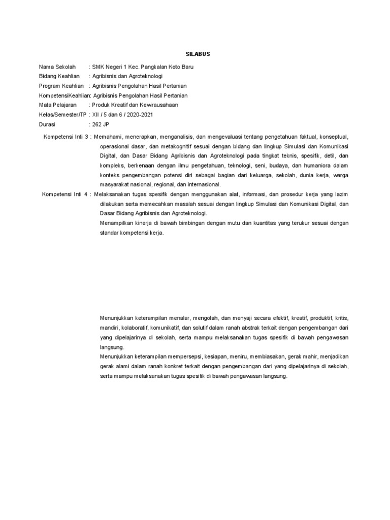 Silabus PKK Xii | PDF