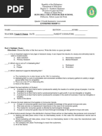 1ST Quarterly Exam Entrep 9 | PDF | Partnership | Entrepreneurship