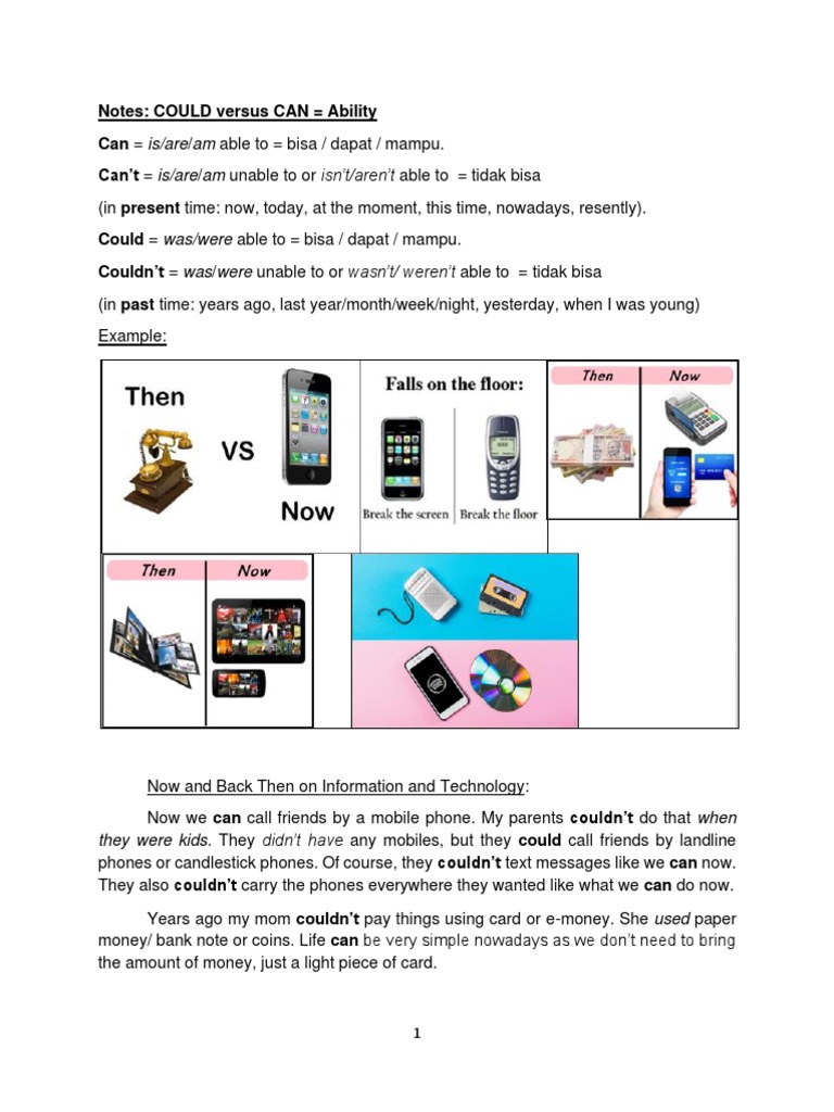 NOTES 1 Could Vs Can | PDF