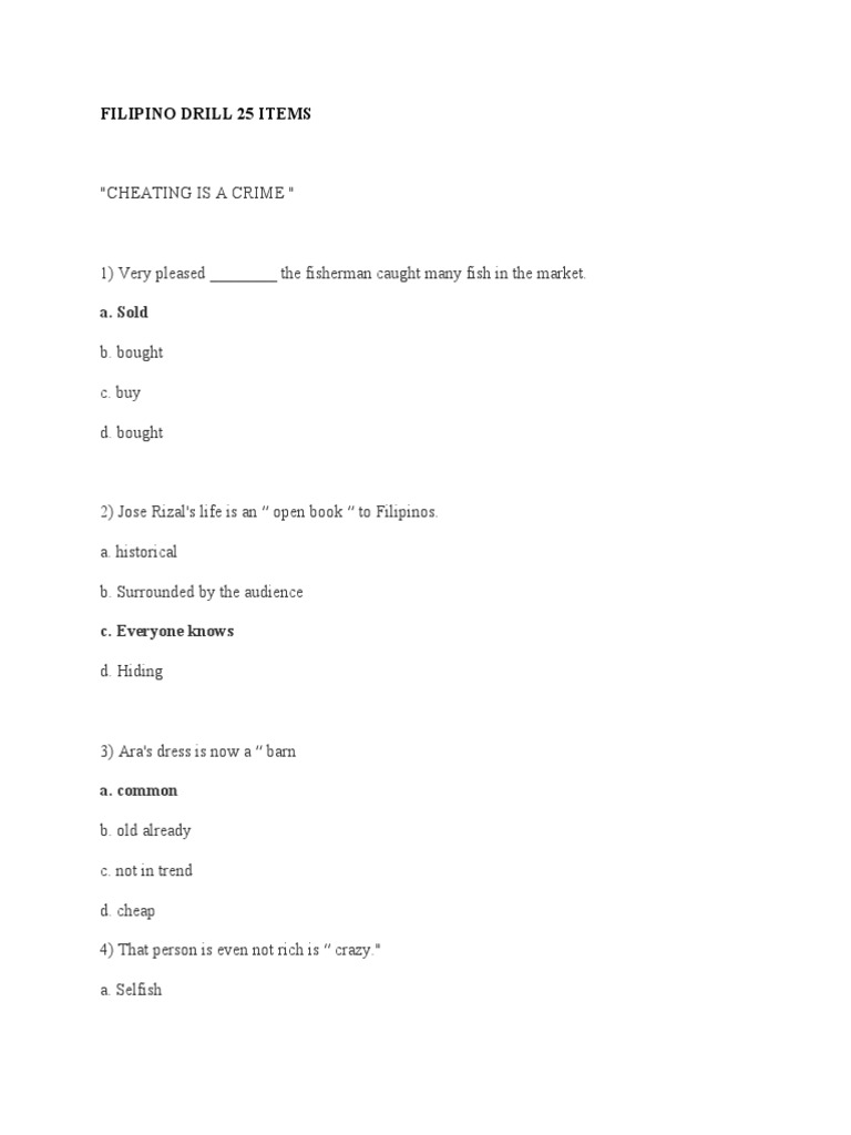 Filipino Drill 25 | PDF