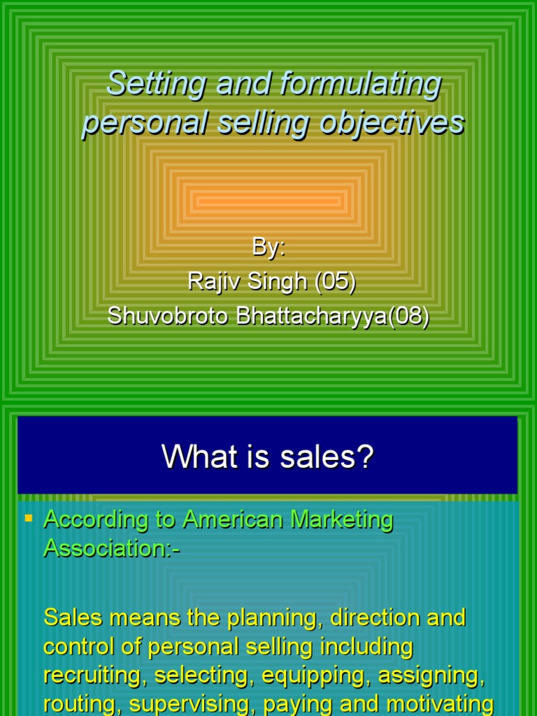 Formulating Personal Selling Objectives | PDF | Sales | Marketing