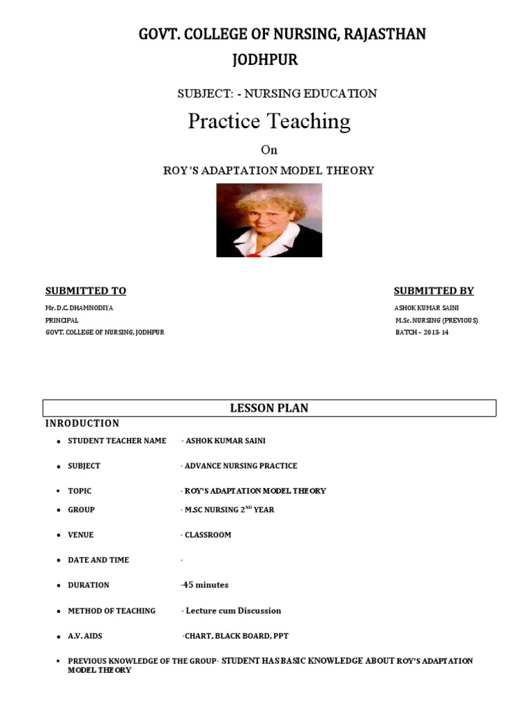 LESSON Plan Roy Theory | PDF | System | Behavior