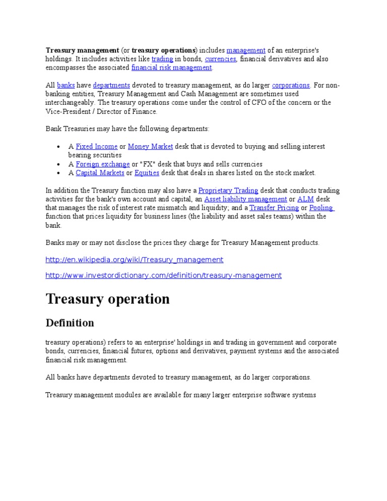 Treasury Management | PDF | Business | Finance & Money Management