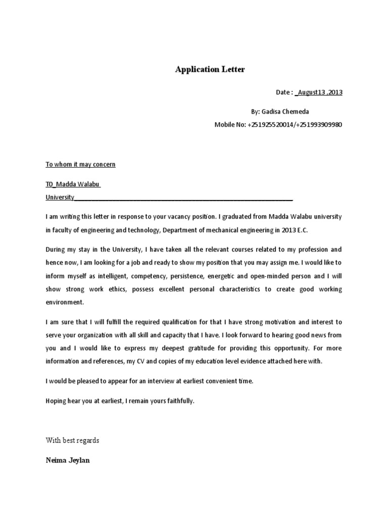 Sample Application Letter CV in Madda Walabu | PDF | Learning | Cognition