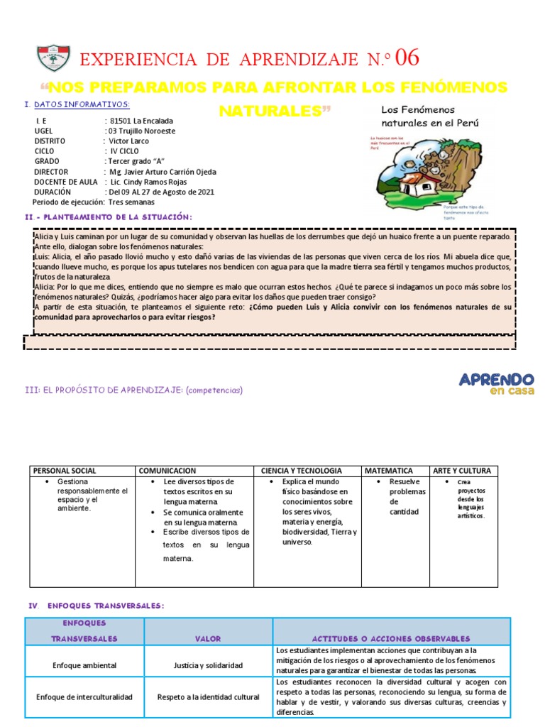 Experiencia de Aprendizaje #06 | PDF | Aprendizaje | Naturaleza