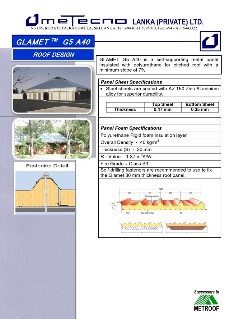 Glamet Roof Panel Specifications | PDF