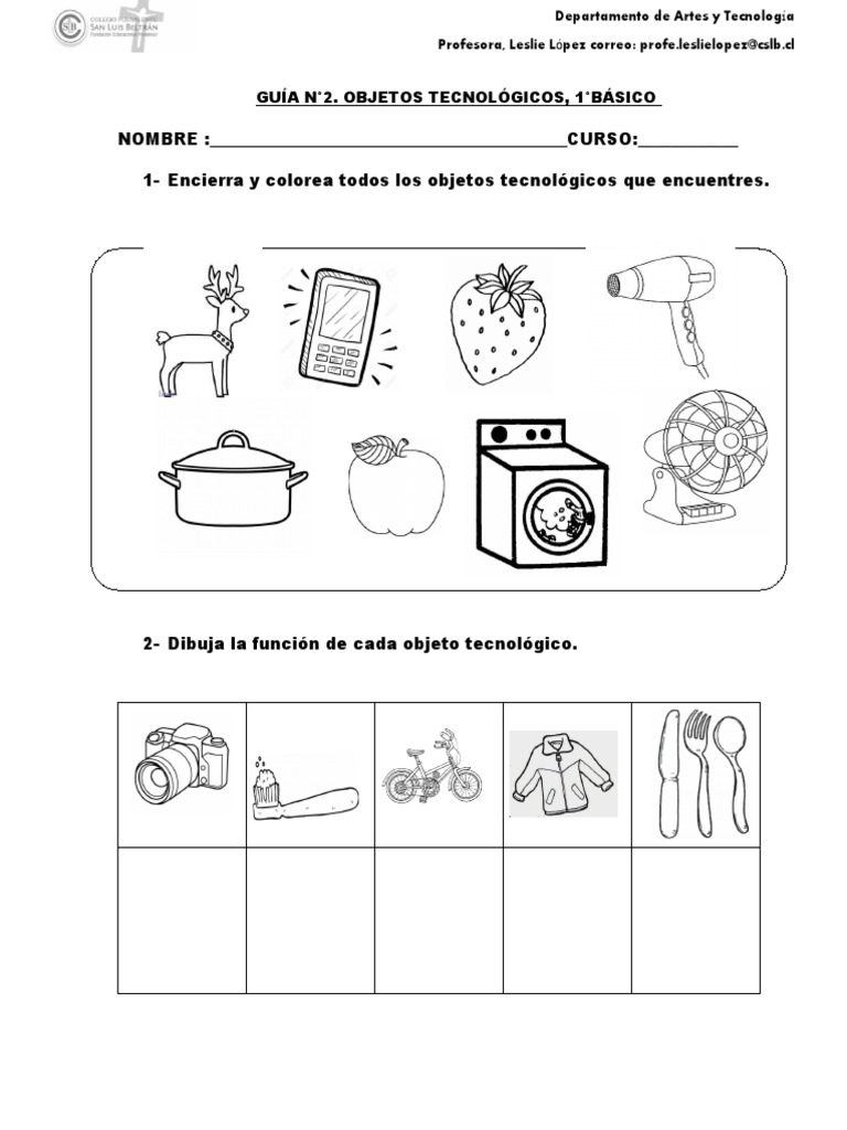 Guía de Objetos Tecnológicos 1° Básico | PDF | Arte