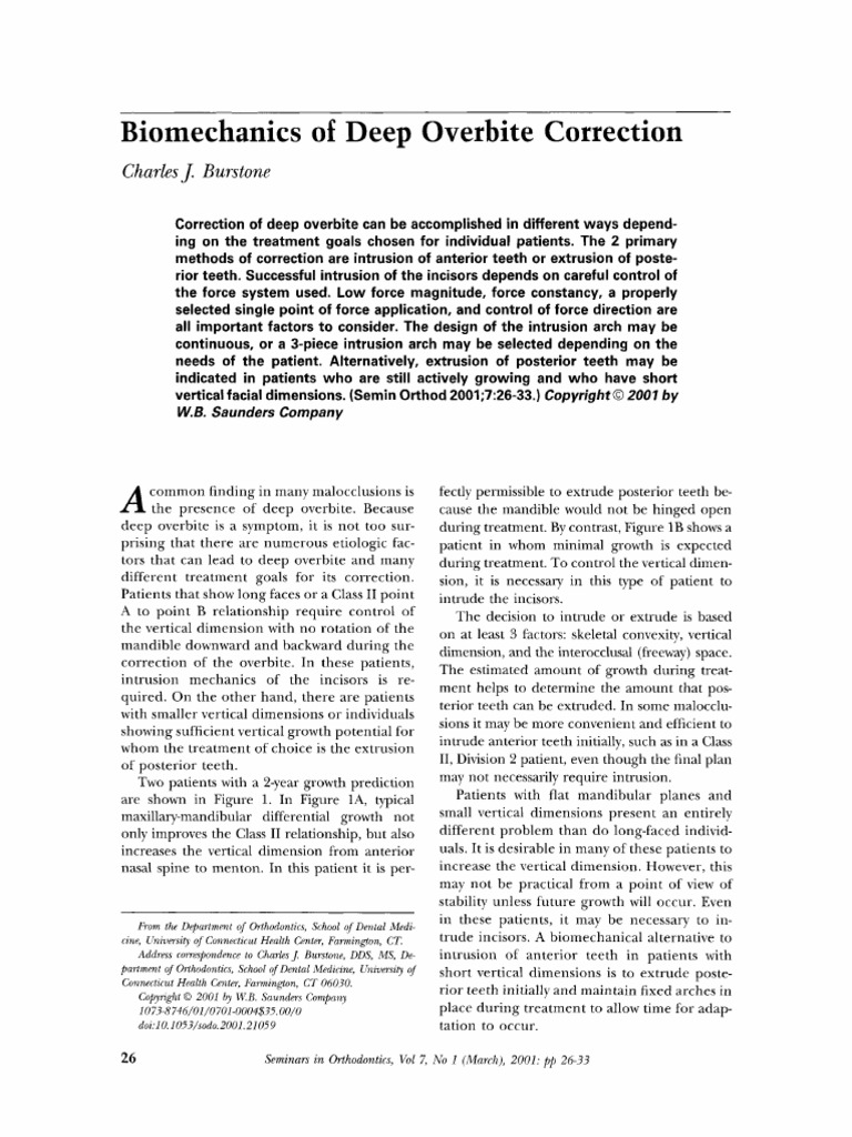 Biomechanics of Deep Overbite Correction | PDF | Dentistry Branches ...