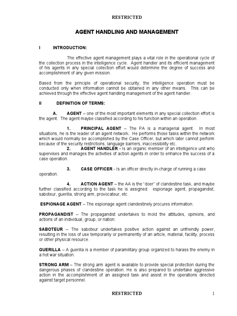 Agent Handling and Management | PDF | Counterintelligence